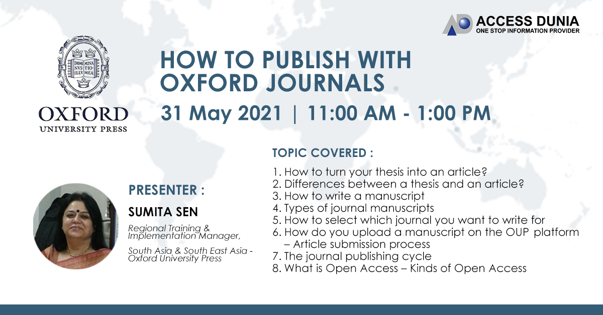 How to Publish with Oxford Journals - Oxford University Press